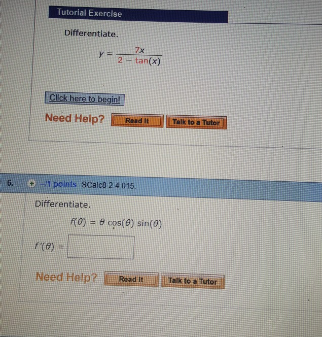 Solved Tutorial Exercise Differentiate 7X 2-tan(x) Click | Chegg.com