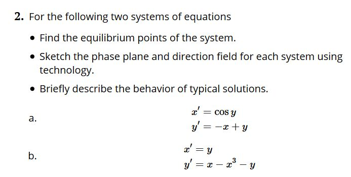 1. Consider the competing species model dx = x(1 – x) | Chegg.com