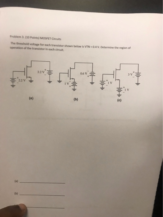Solved Problem 3. (10 Points) MOSFET Circuits The threshold | Chegg.com