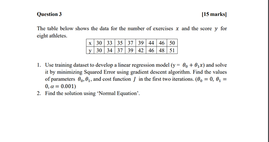 Solved Question 3 [15 marks The table below shows the data | Chegg.com