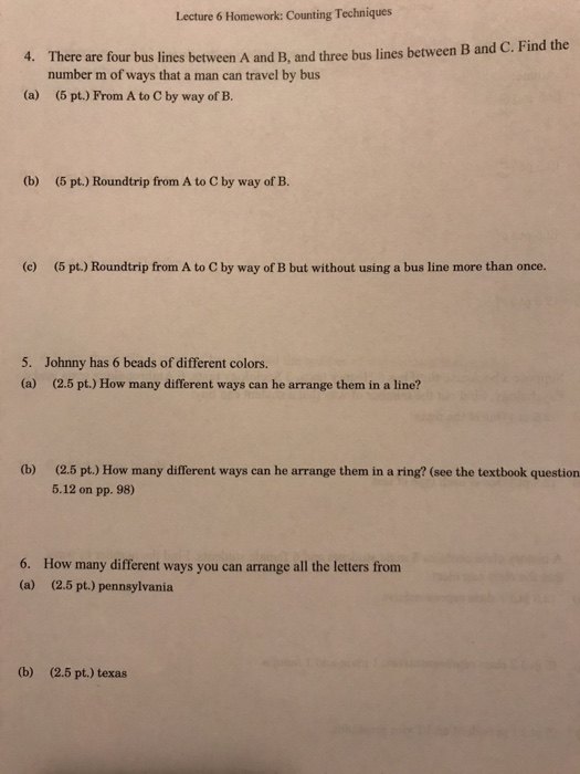 Solved Lecture 6 Homework: Counting Techniques 4. There are | Chegg.com