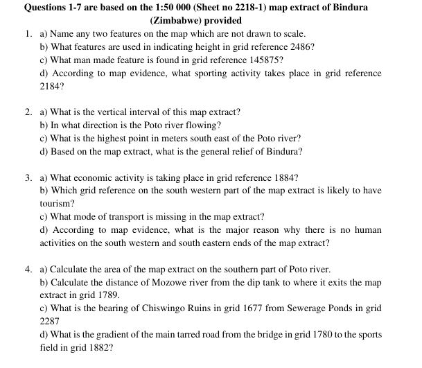 Solved Questions 1-7 ﻿are based on the 1:50 000 (Sheet no | Chegg.com