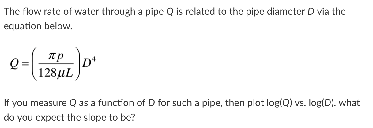 Solved The flow rate of water through a pipe Q is related to | Chegg.com