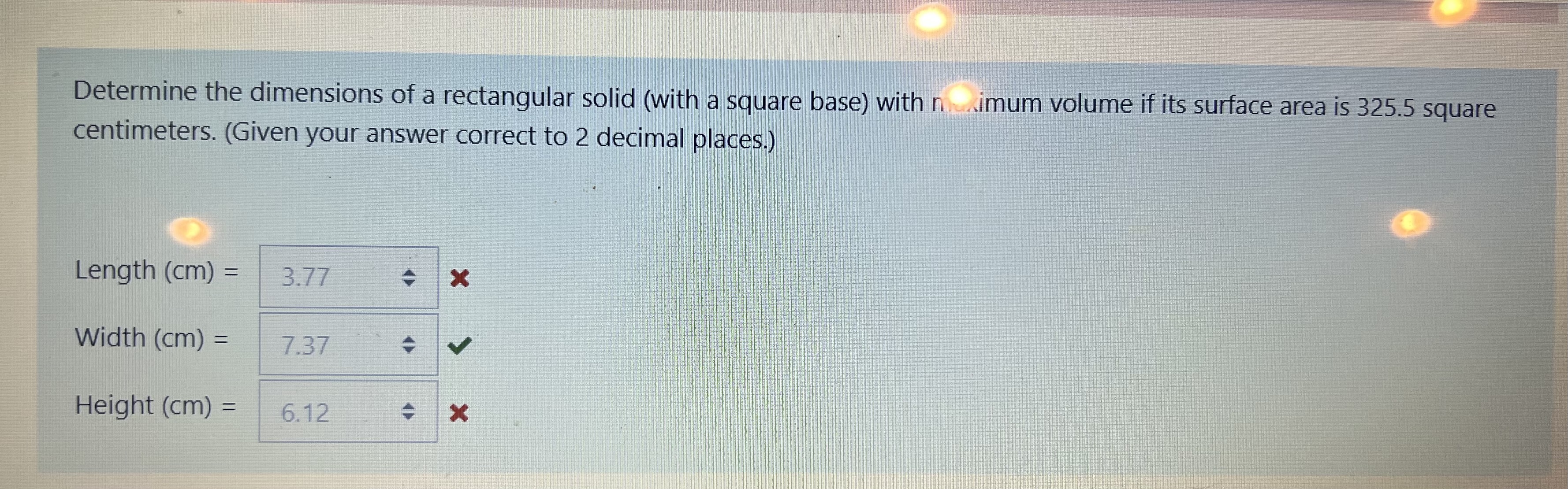 Solved Determine the dimensions of a rectangular solid (with | Chegg.com