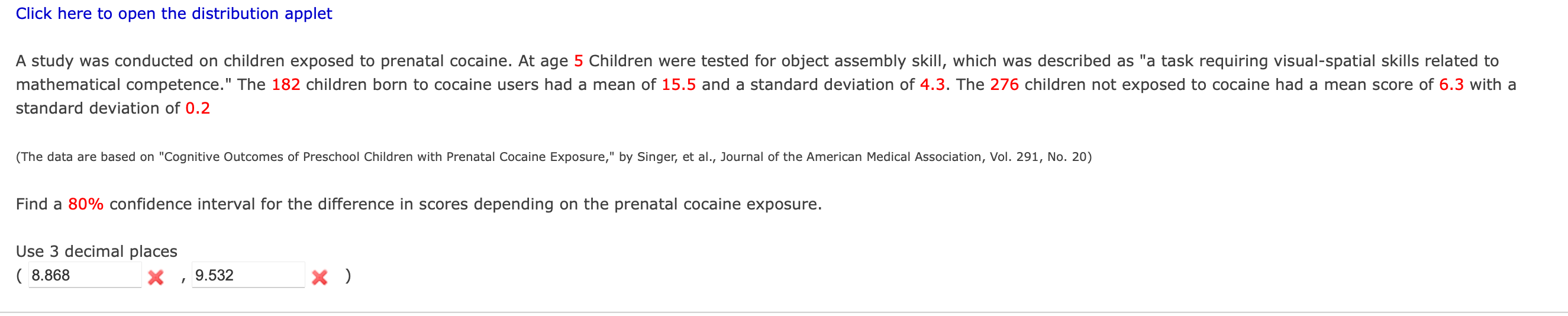Solved Click here to open the distribution applet A study | Chegg.com