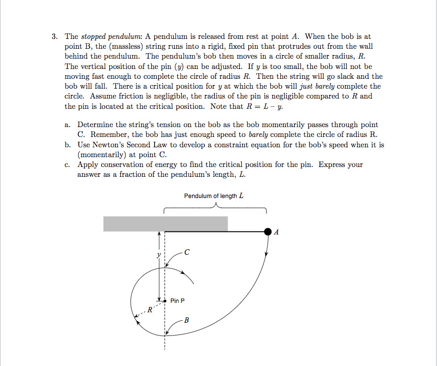 Solved 3. The stopped pendulum: A pendulum is released from | Chegg.com