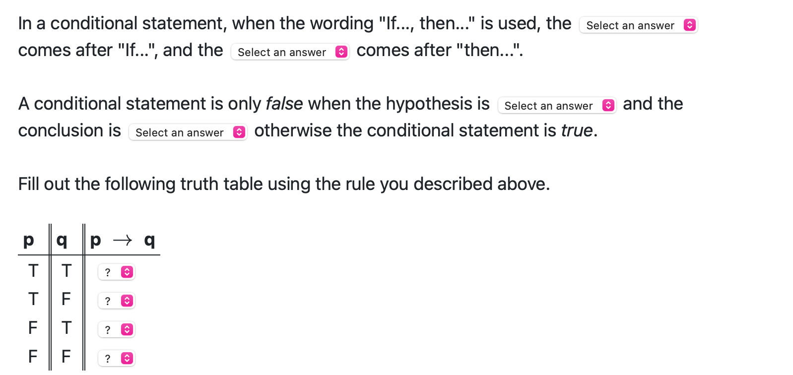Solved In a conditional statement, when the wording "If..., | Chegg.com