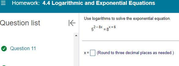 Solved Use logarithms to solve the exponential equation. | Chegg.com