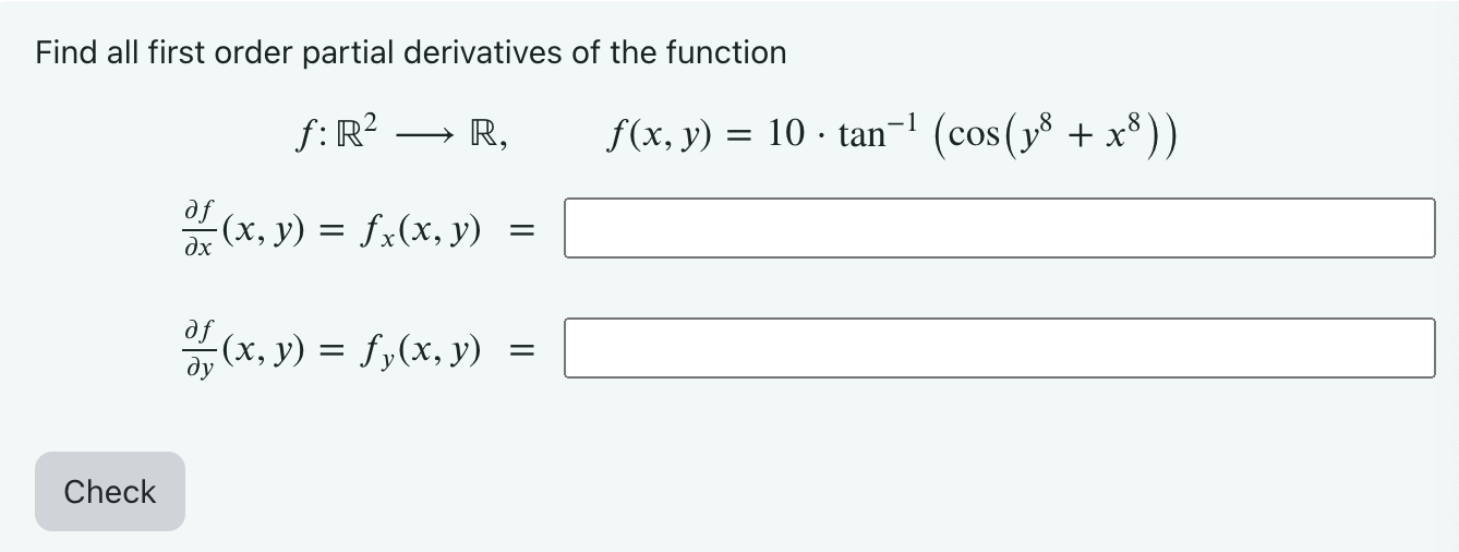 Solved Find all first order partial derivatives of ﻿the | Chegg.com