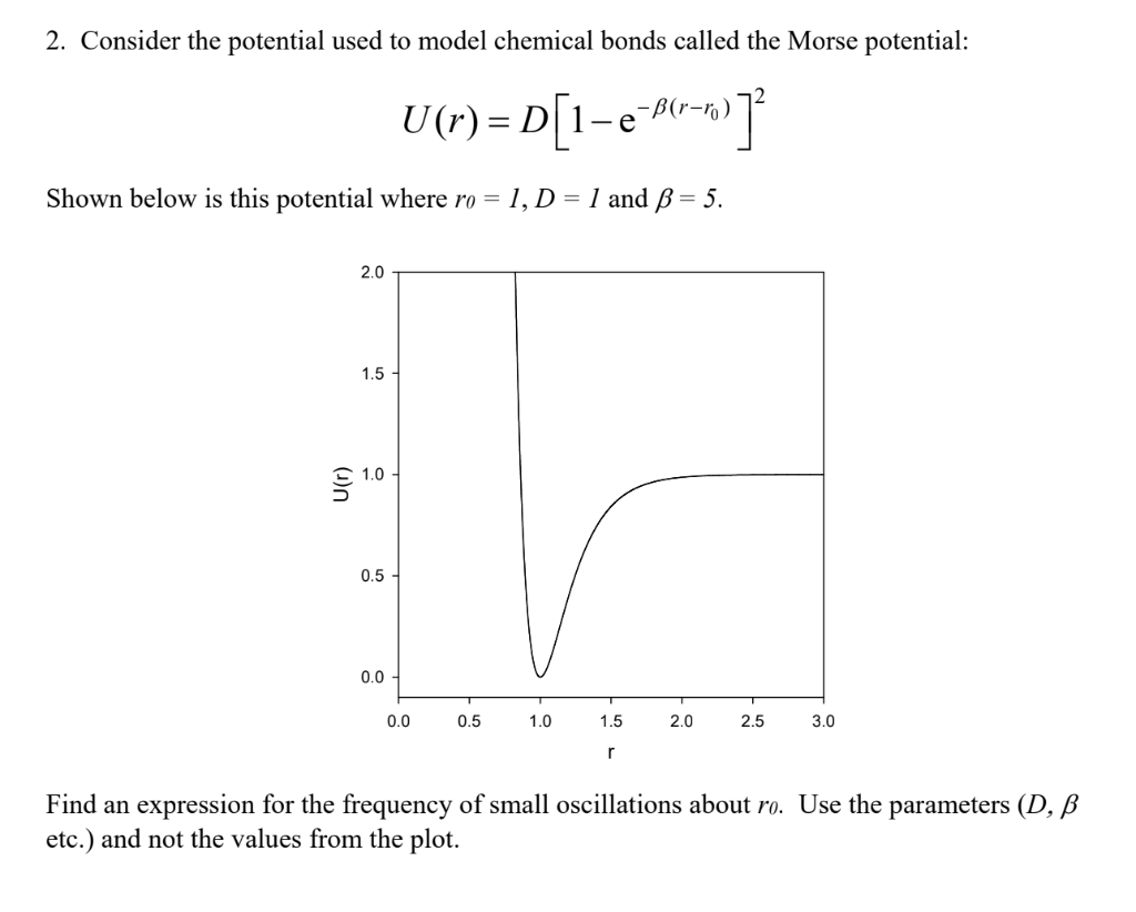Solved 2. Consider the potential used to model chemical | Chegg.com