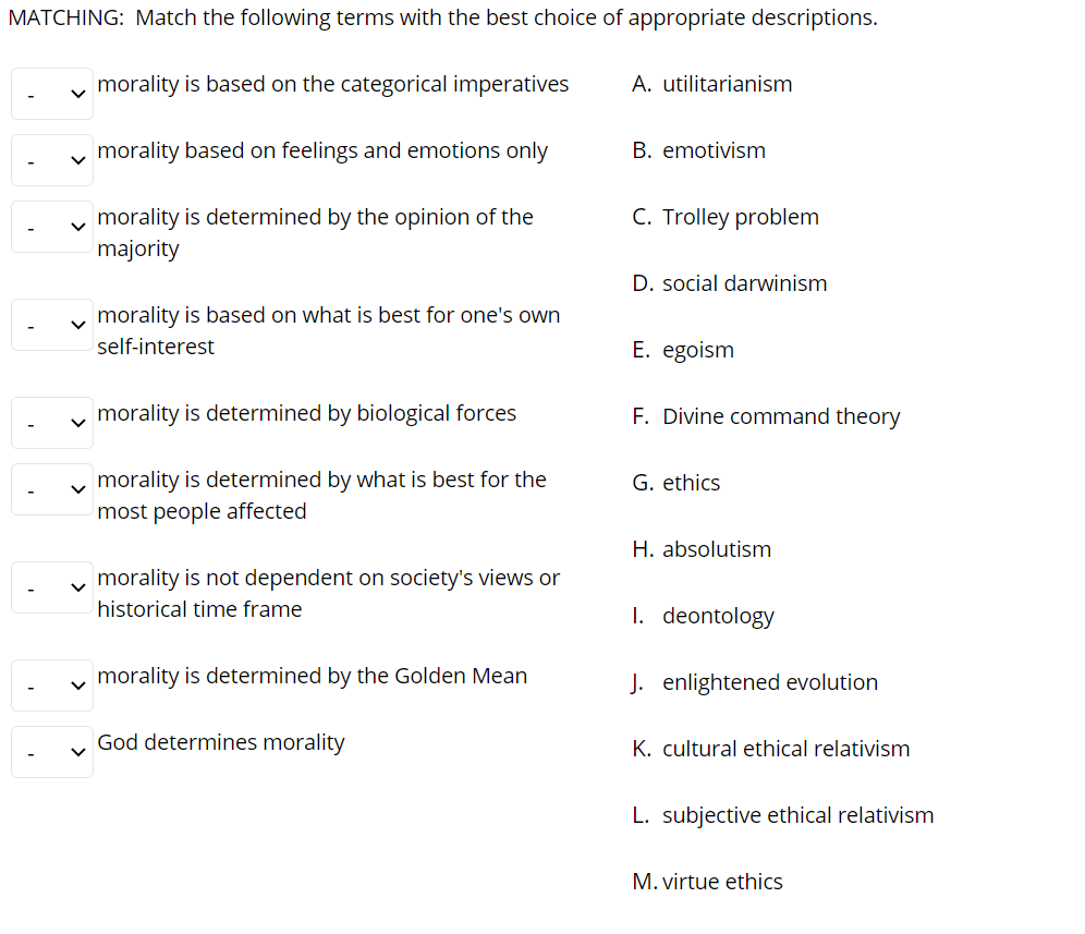 MATCHING: Match the following terms with the best | Chegg.com