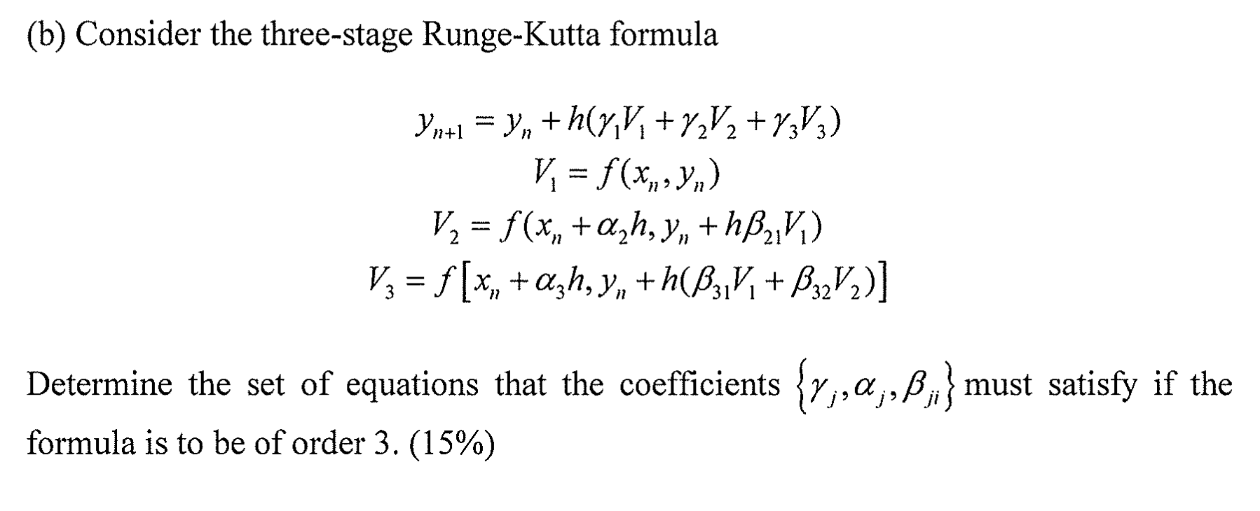 Solved (b) Consider the three-stage Runge-Kutta formula Yn+1 | Chegg.com