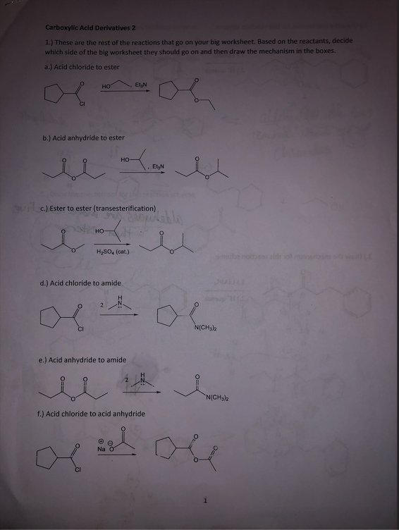 Solved Carboxylic Acid Derivatives 2 1.) These are the rest | Chegg.com