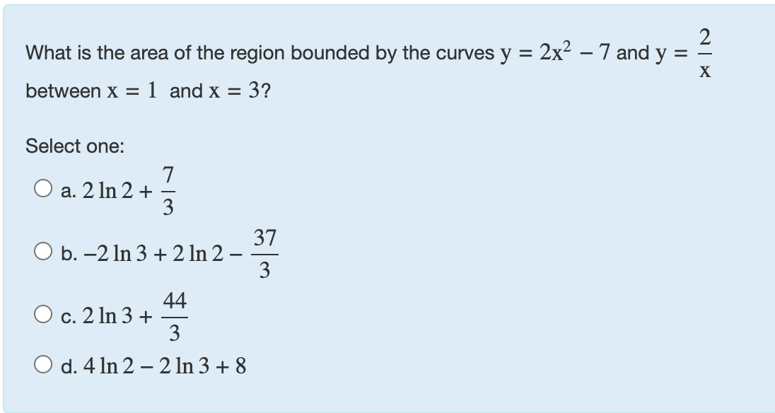 Solved What is the area of the region bounded by the curves | Chegg.com