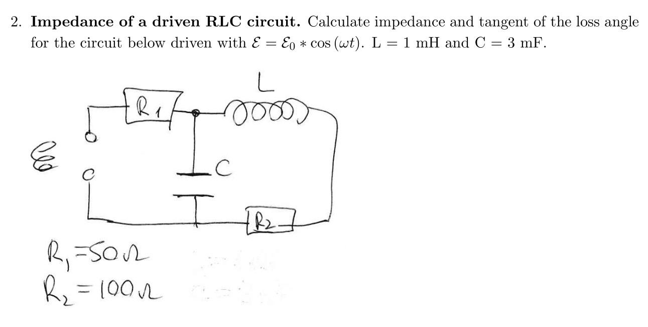 Solved 2. Impedance of a driven RLC circuit. Calculate | Chegg.com