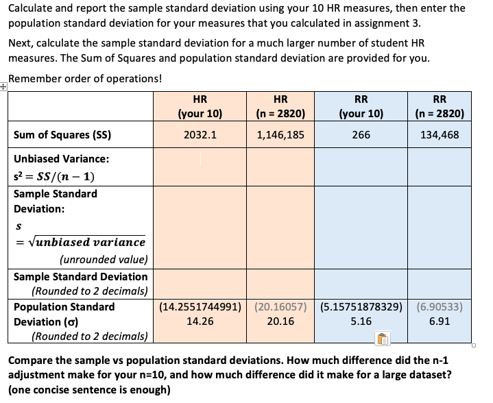 Solved Calculate and report the sample standard deviation | Chegg.com
