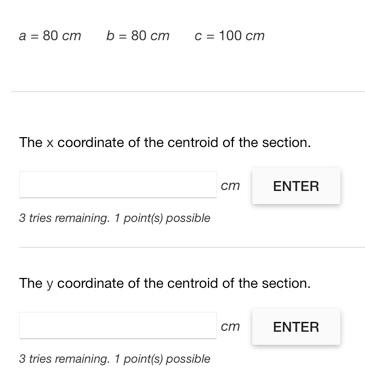 Solved ул a a х с b a = 80 cm b = 80 cm C = 100 cm The x | Chegg.com