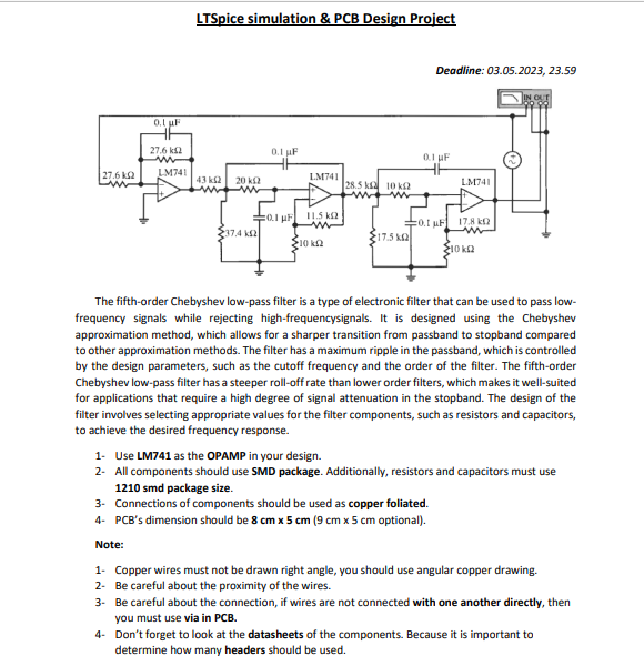 Solved LTSpice simulation \& PCB Design Project Deadline: | Chegg.com