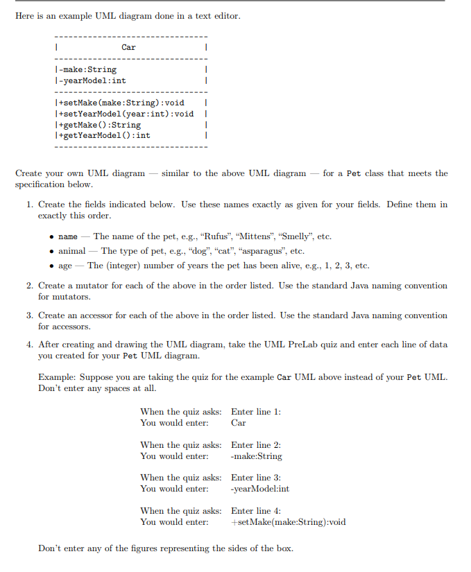 Solved Here is an example UML diagram done in a text editor. | Chegg.com