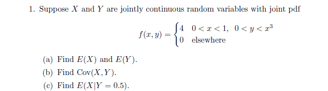 Solved 1. Suppose X and Y are jointly continuous random | Chegg.com