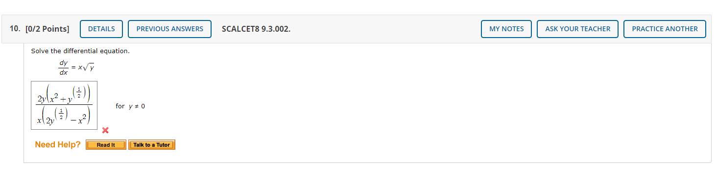 Solved 10. [0/2 points) DETAILS PREVIOUS ANSWERS SCALCET8 | Chegg.com