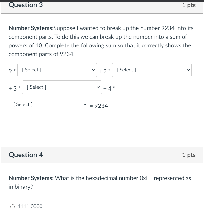Solved Question 3 1 pts Number Systems:Suppose I wanted to | Chegg.com