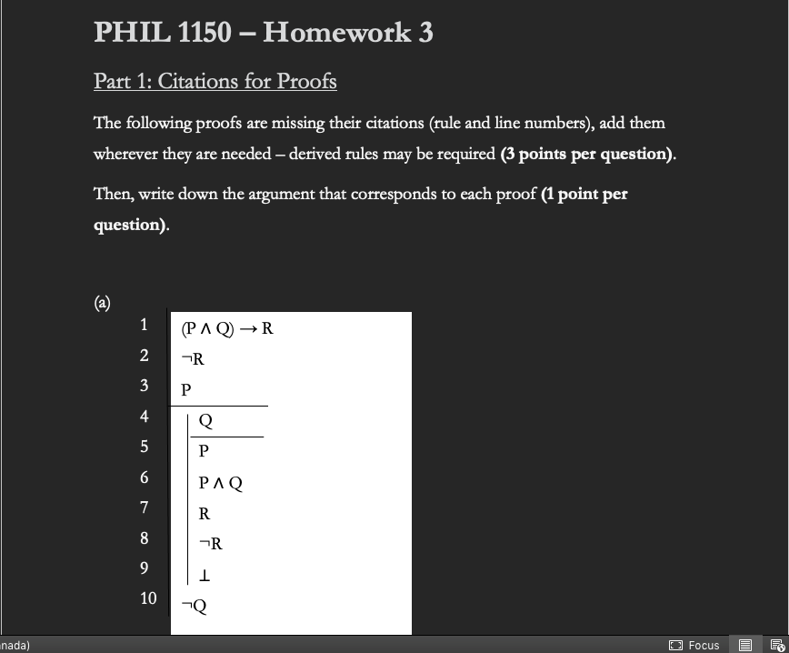 PHIL 1150 - Homework 3 Part 1: Citations for Proofs | Chegg.com