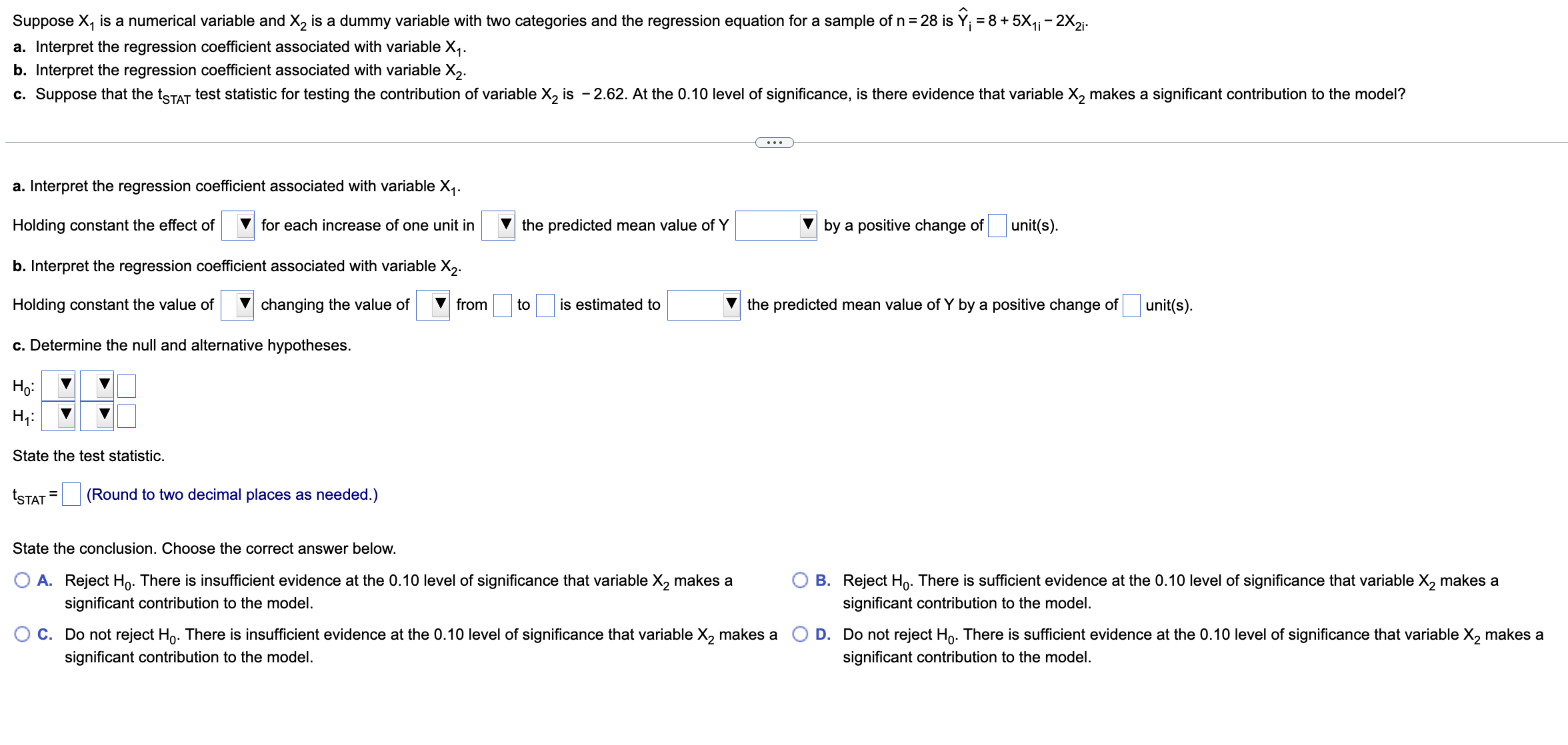 Solved Suppose X1 is a numerical variable and X2 is a dummy | Chegg.com