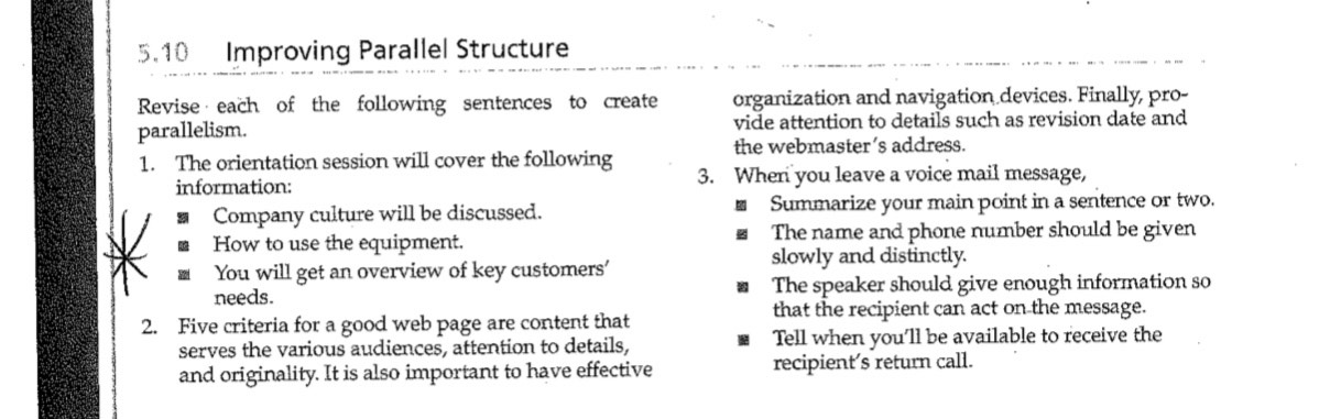 Solved 5.10 Improving Parallel Structure Revise each of the | Chegg.com
