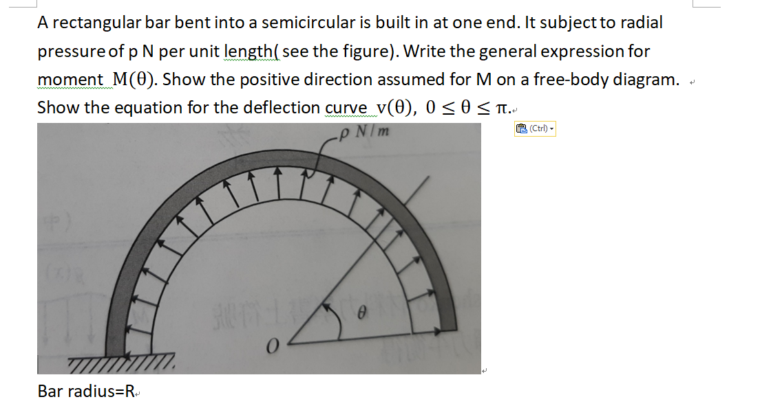 Solved A rectangular bar bent into a semicircular is built | Chegg.com