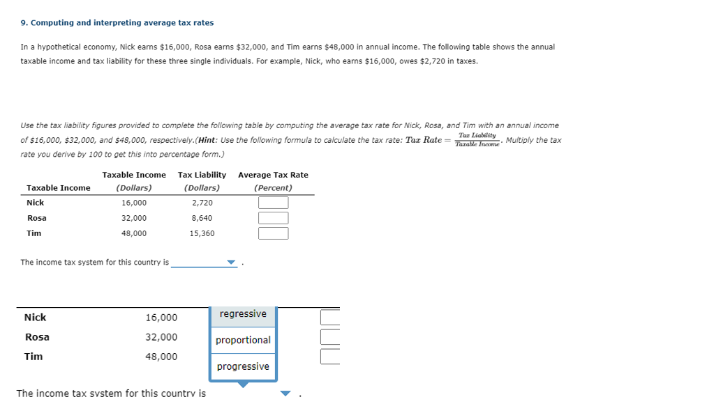 Solved Computing and interpreting average tax ratesIn a | Chegg.com