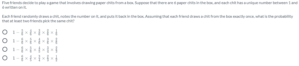 Solved Five friends decide to play a game that involves | Chegg.com