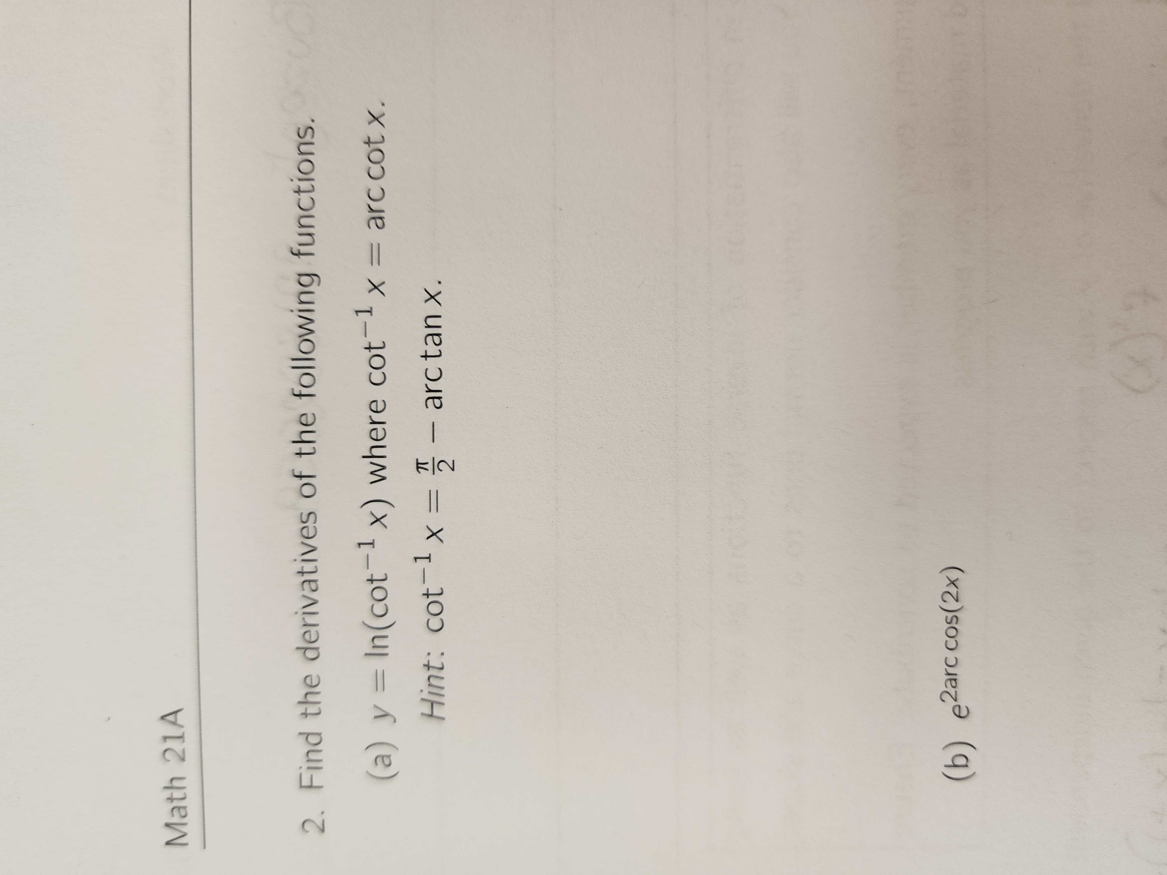Solved Find the derivatives of the following | Chegg.com
