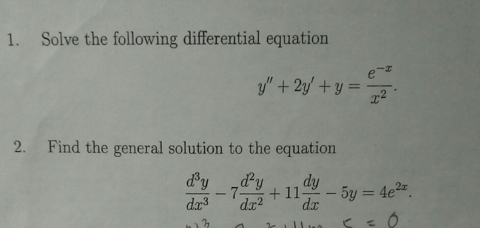 Solved Solve the following differential equation 1. Find the | Chegg.com
