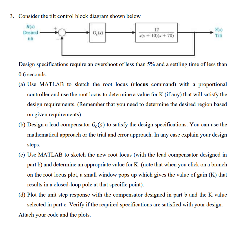 3. Consider the tilt control block diagram shown | Chegg.com