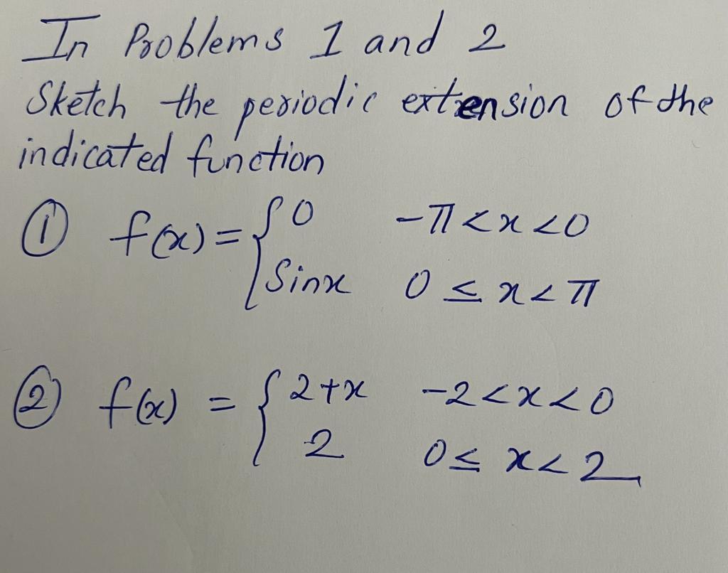 Solved In Problems 1 and 2 Sketch the periodic extension of | Chegg.com