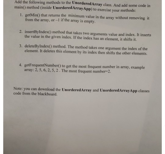 Solved Add the following methods to the Unordered Array | Chegg.com