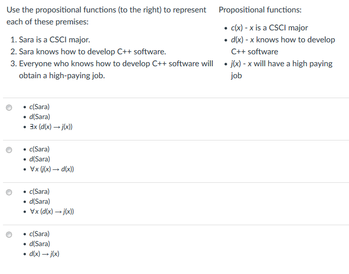 Solved Propositional Functions Use The Propositional