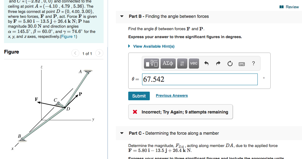 Solved Dot Product Review Part A - Finding the | Chegg.com