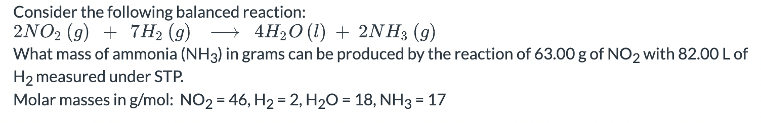 Solved Consider the following balanced reaction: | Chegg.com