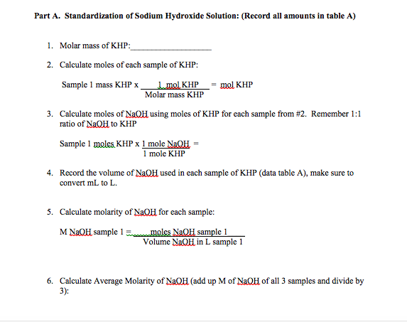 Part A. Standardization of Sodium Hydroxide Solution: | Chegg.com