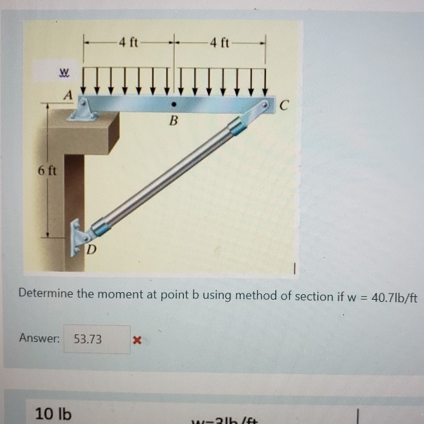 Solved 6 ft Determine the moment at point busing method of | Chegg.com