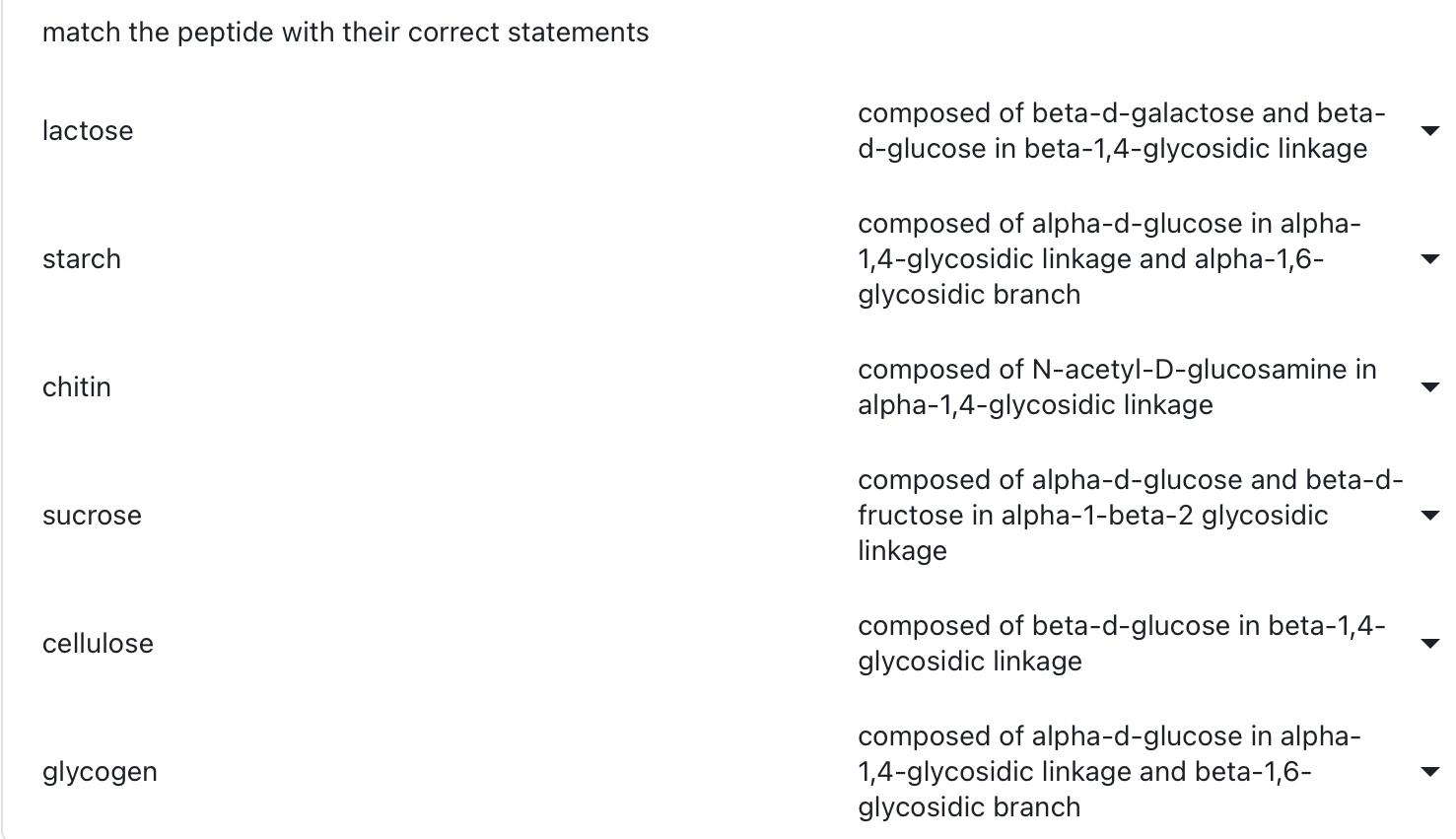 Solved match the peptide with their correct statements | Chegg.com