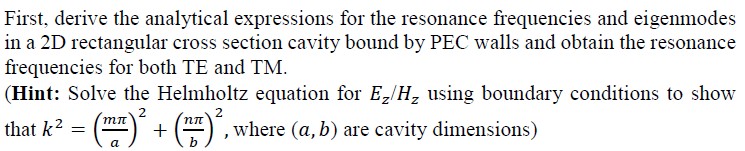 Solved First, derive the analytical expressions for the | Chegg.com