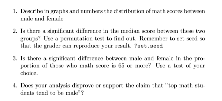 Solved Question 1. hsb2 dataset Consider the hsb2 dataset. | Chegg.com