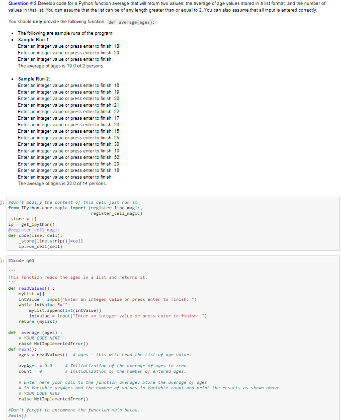 Solved Question #3 Develop code for a Python function | Chegg.com
