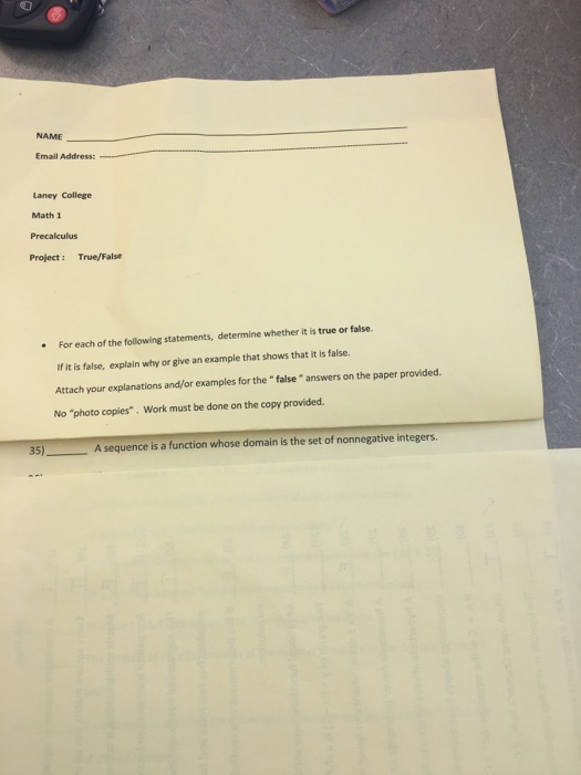 Solved NAME Email Address: Laney College Math 1 Precalculus | Chegg.com
