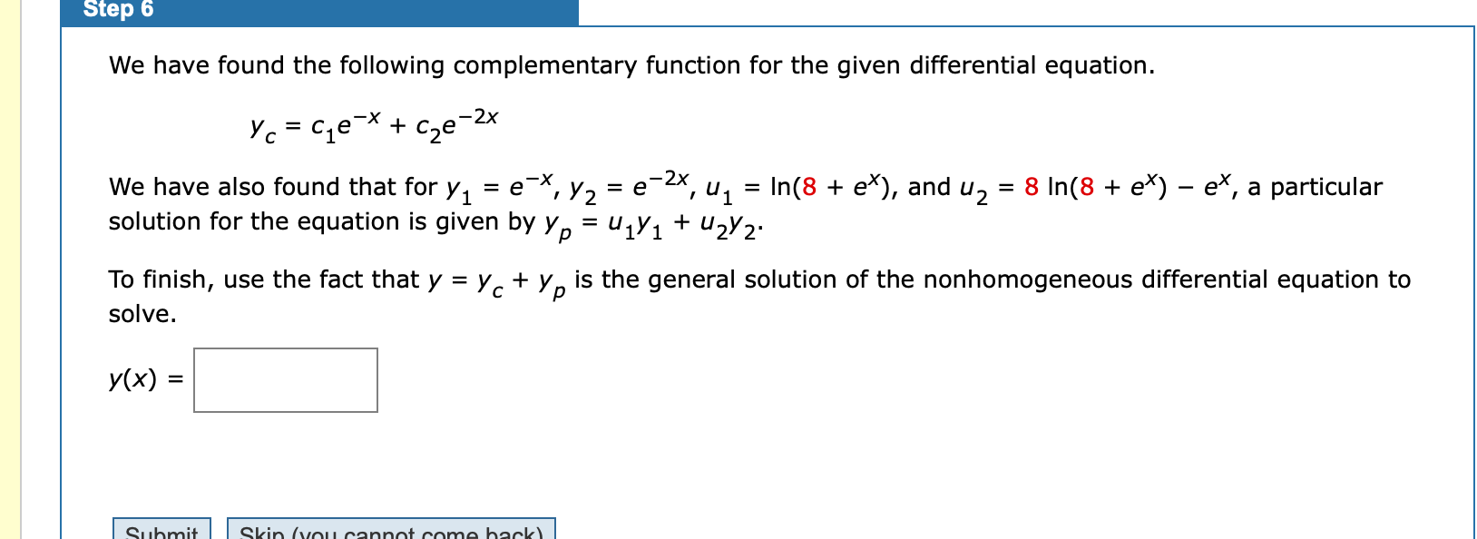 Solved Step 6 We have found the following complementary | Chegg.com
