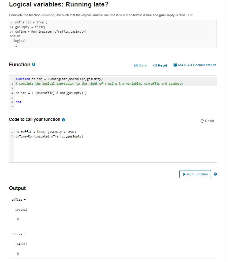 Solved Please display Logical Variables: Running | Chegg.com