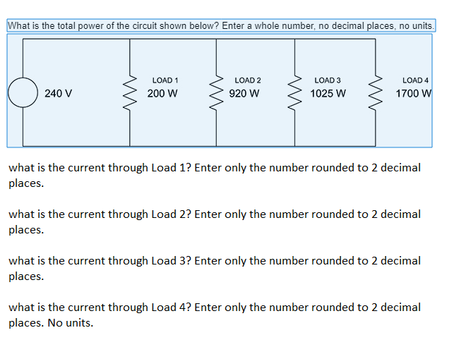 Solved what is the current through Load 1? Enter only the | Chegg.com